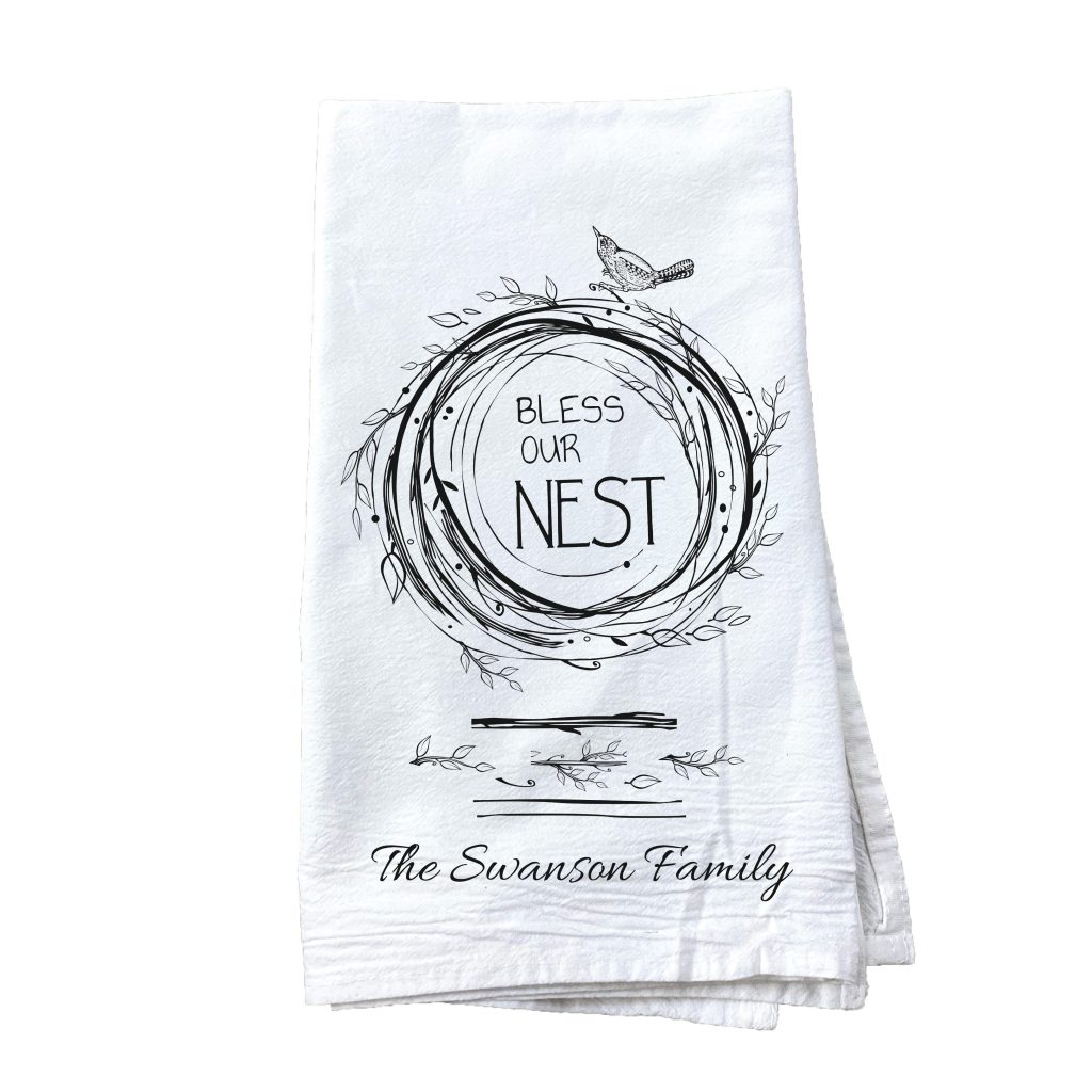 "Bless Our Nest" Personalized Tea Towel - Cotton Creations