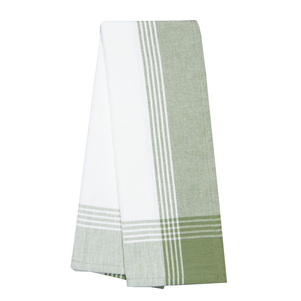 Colored Border White Tea Towel with Loop - 20" x 29" - Cotton Creations